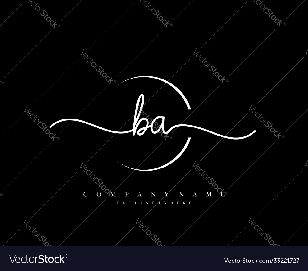 Ba initial handwriting minimalist geometric logo Vector Image Ba initial handwriting minimalist geometric logo Vector Image