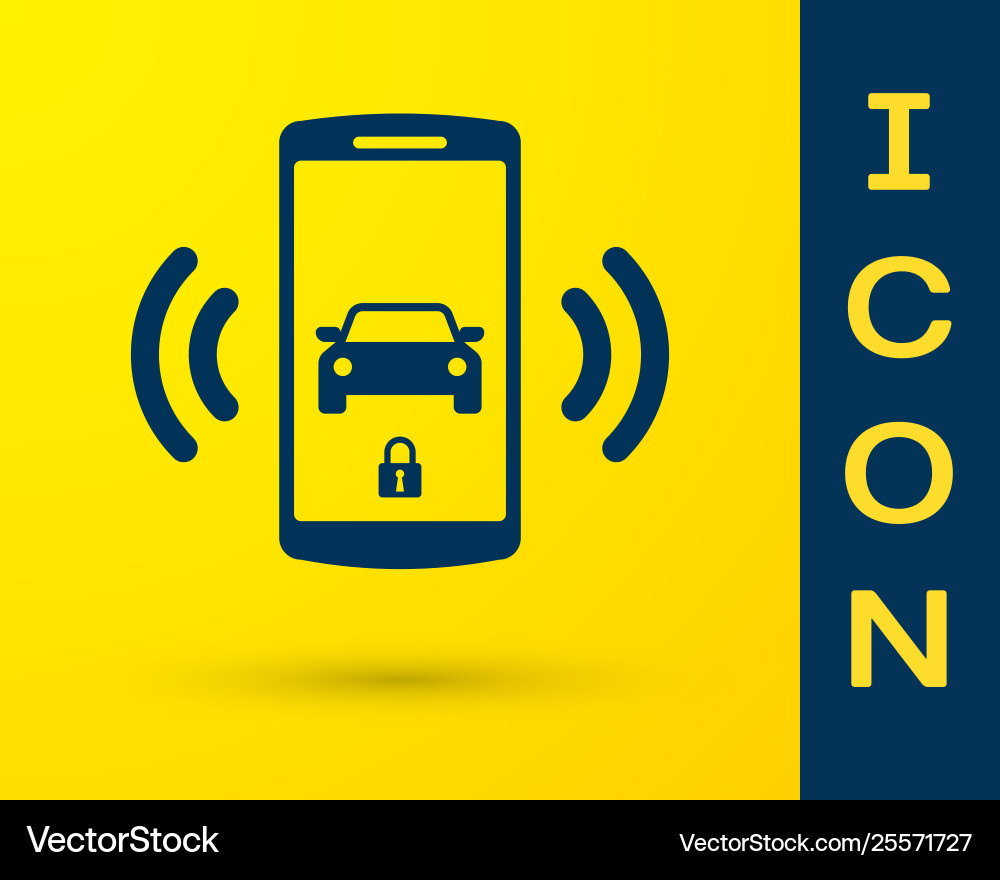 Blue smart car alarm system icon isolated Vector Image