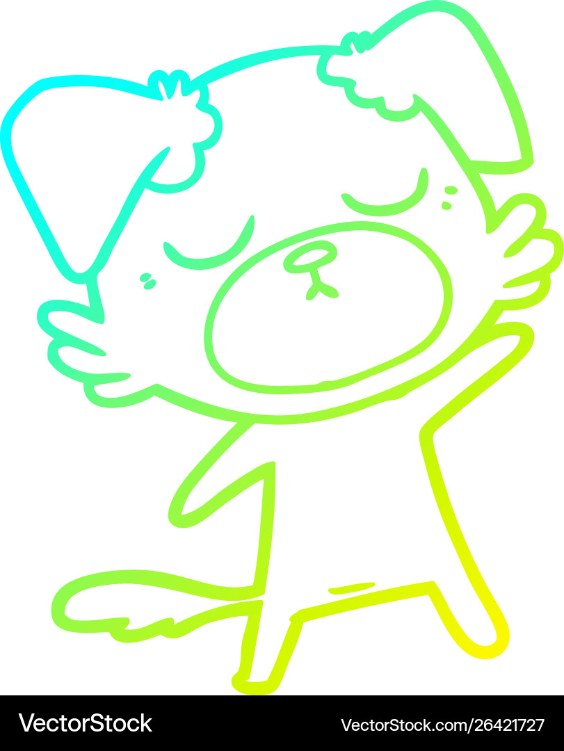 Cold gradient line drawing cute cartoon dog Vector Image