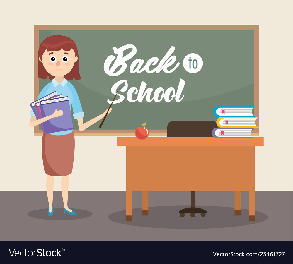 Education teacher in the classroom with books Vector Image