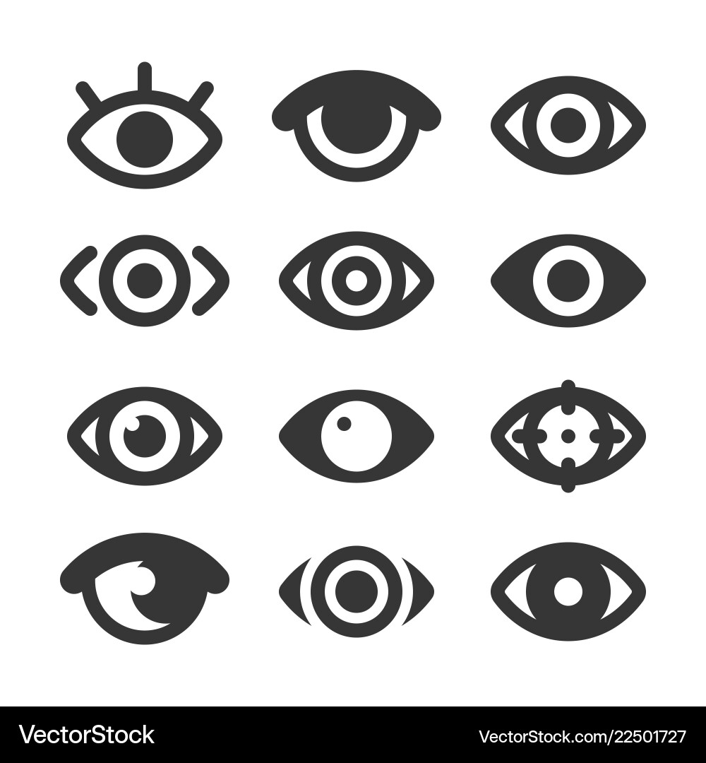 Eyes icon set isolated eye collection Royalty Free Vector