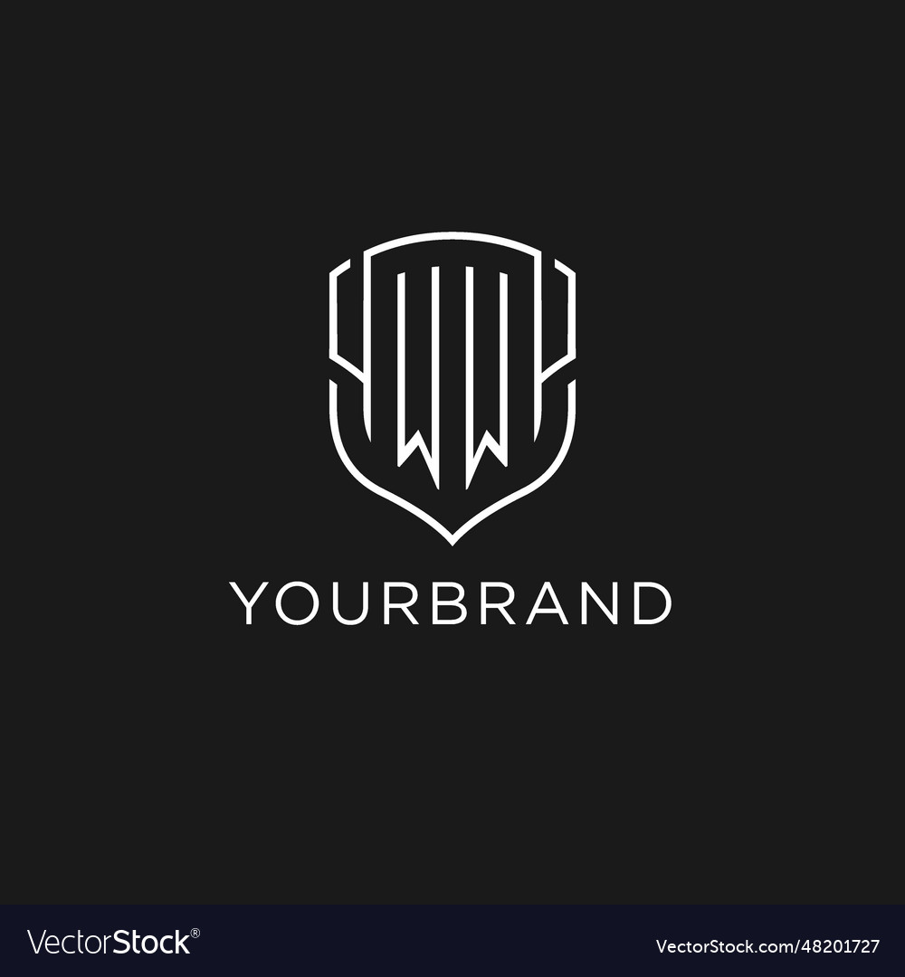 Initial ww logo monoline shield icon shape with Vector Image