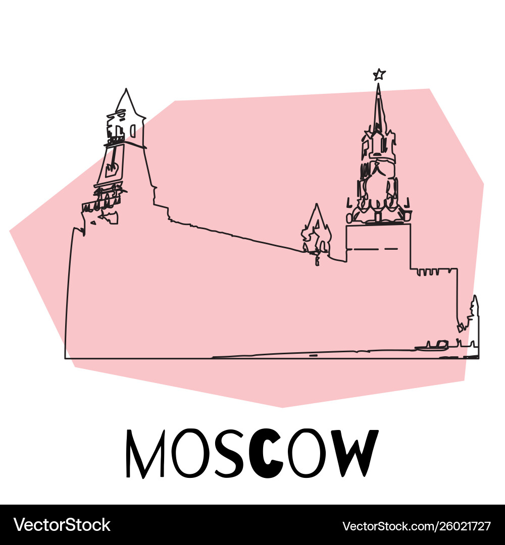 Moscow hand drawn poster Royalty Free Vector Image