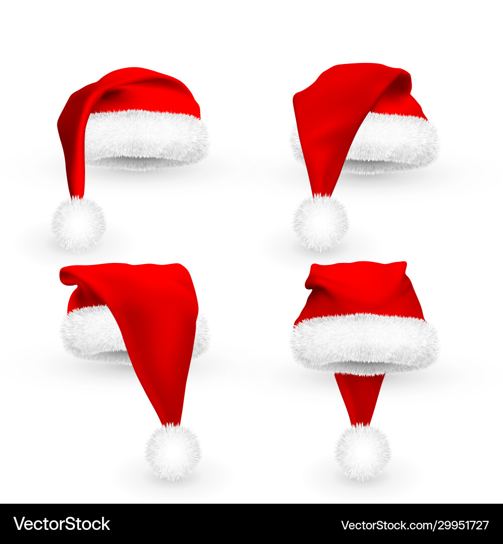 Realistic red santa claus hat isolated on white Vector Image