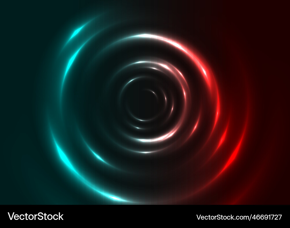 Red and cyan neon glowing smooth circles abstract Vector Image