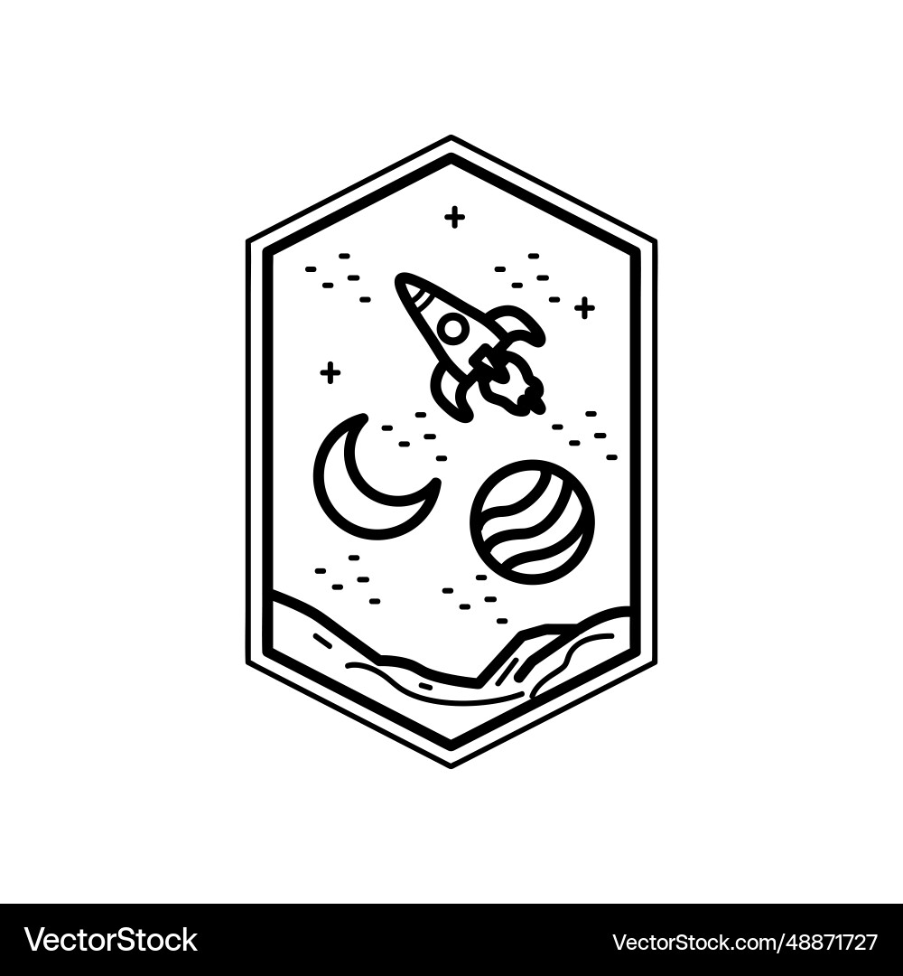 Space and galaxy monoline or line art style Vector Image