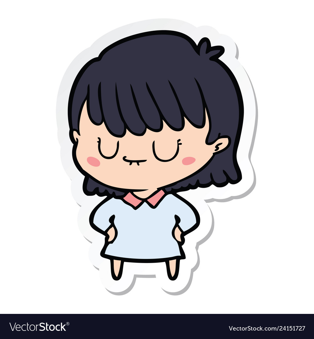 Sticker of a cartoon woman Royalty Free Vector Image