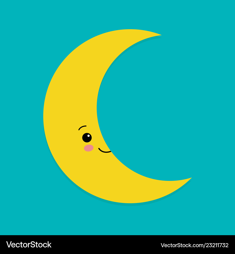 A happy moon with friendly smile on his face Vector Image