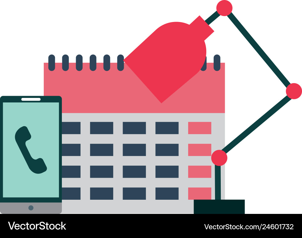 Calendar reminder with lamp and smartphone Vector Image