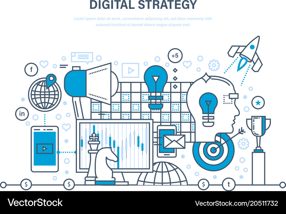 Digital strategy marketing media Royalty Free Vector Image