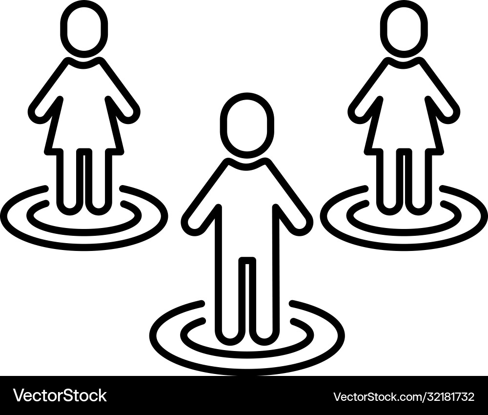 Group humans distance social line style Royalty Free Vector
