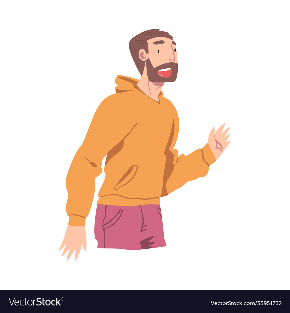 Happy Bearded Male Character Smiling With Joy Vector Image