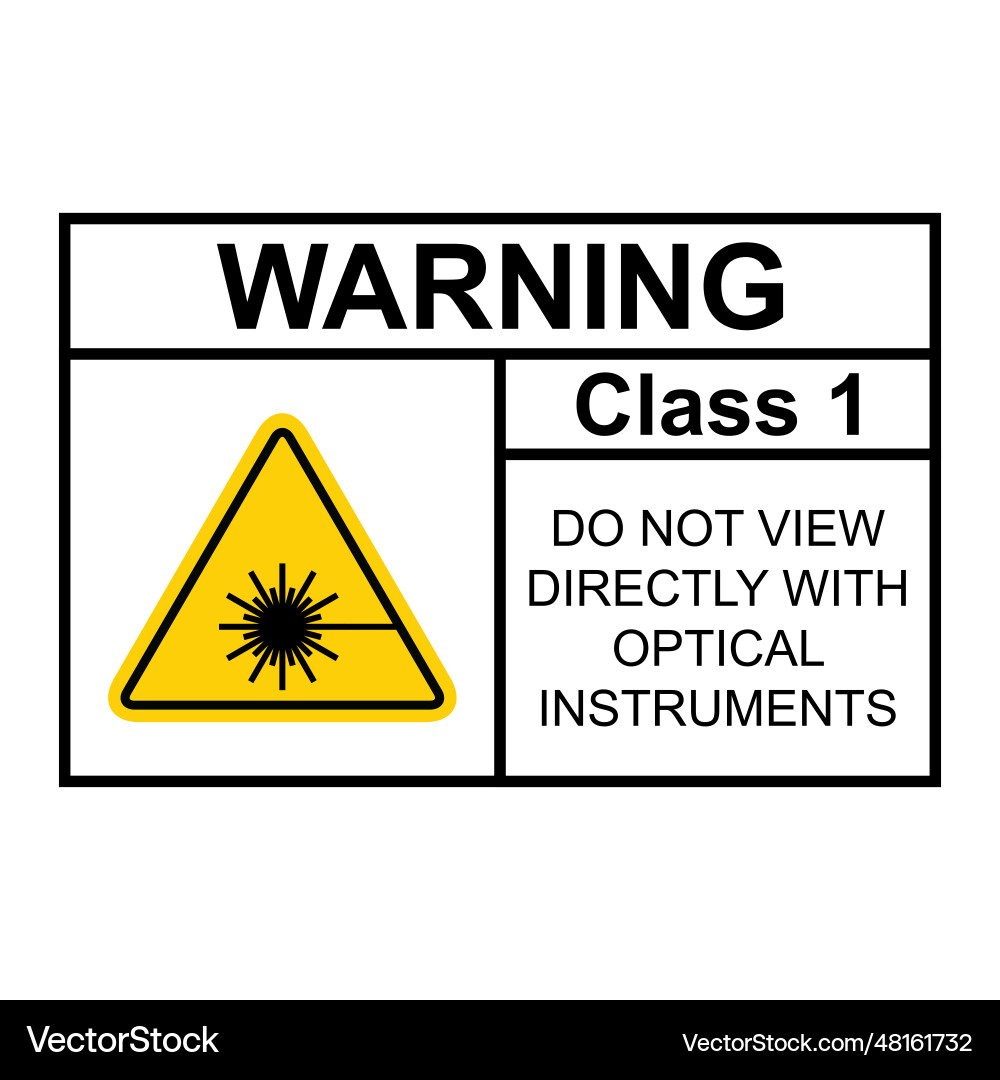 Laser radiation danger class 1 label icon safety Vector Image