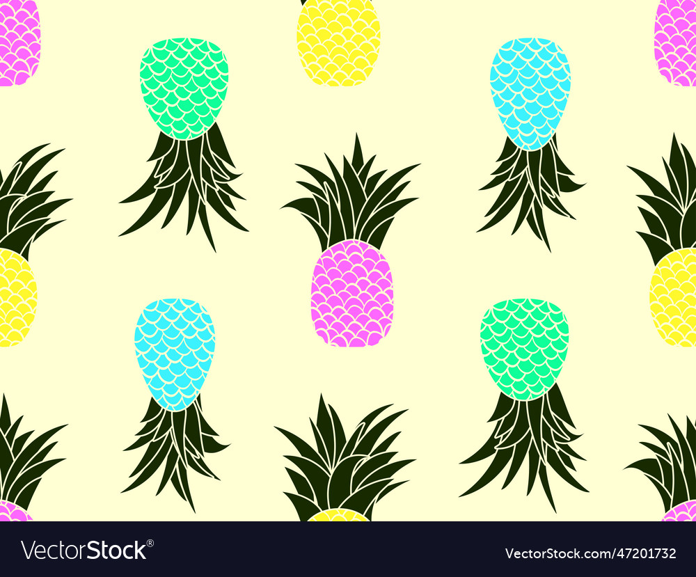 Pineapple seamless pattern summer fruit Royalty Free Vector