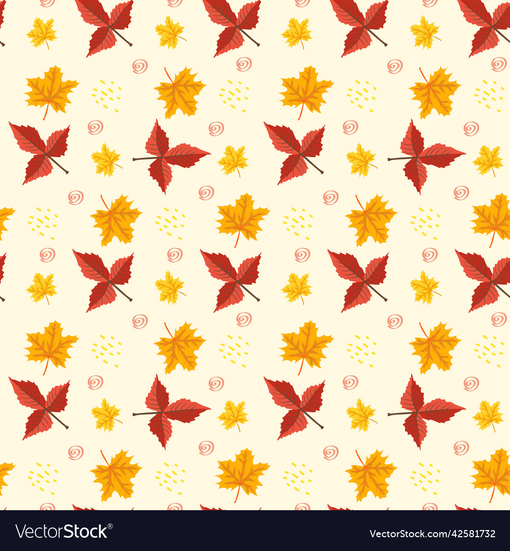 Seamless autumn pattern with orange maple leaves Vector Image