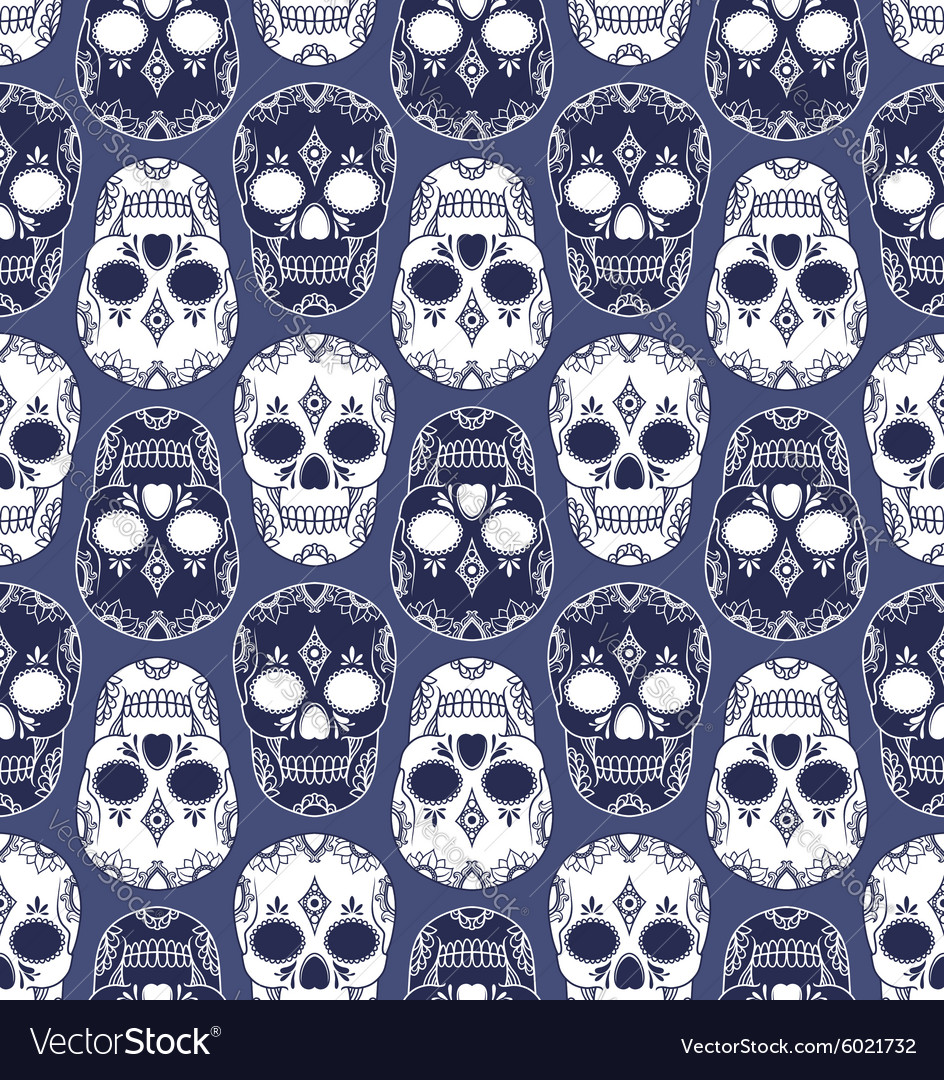 Seamless pattern with skulls Royalty Free Vector Image