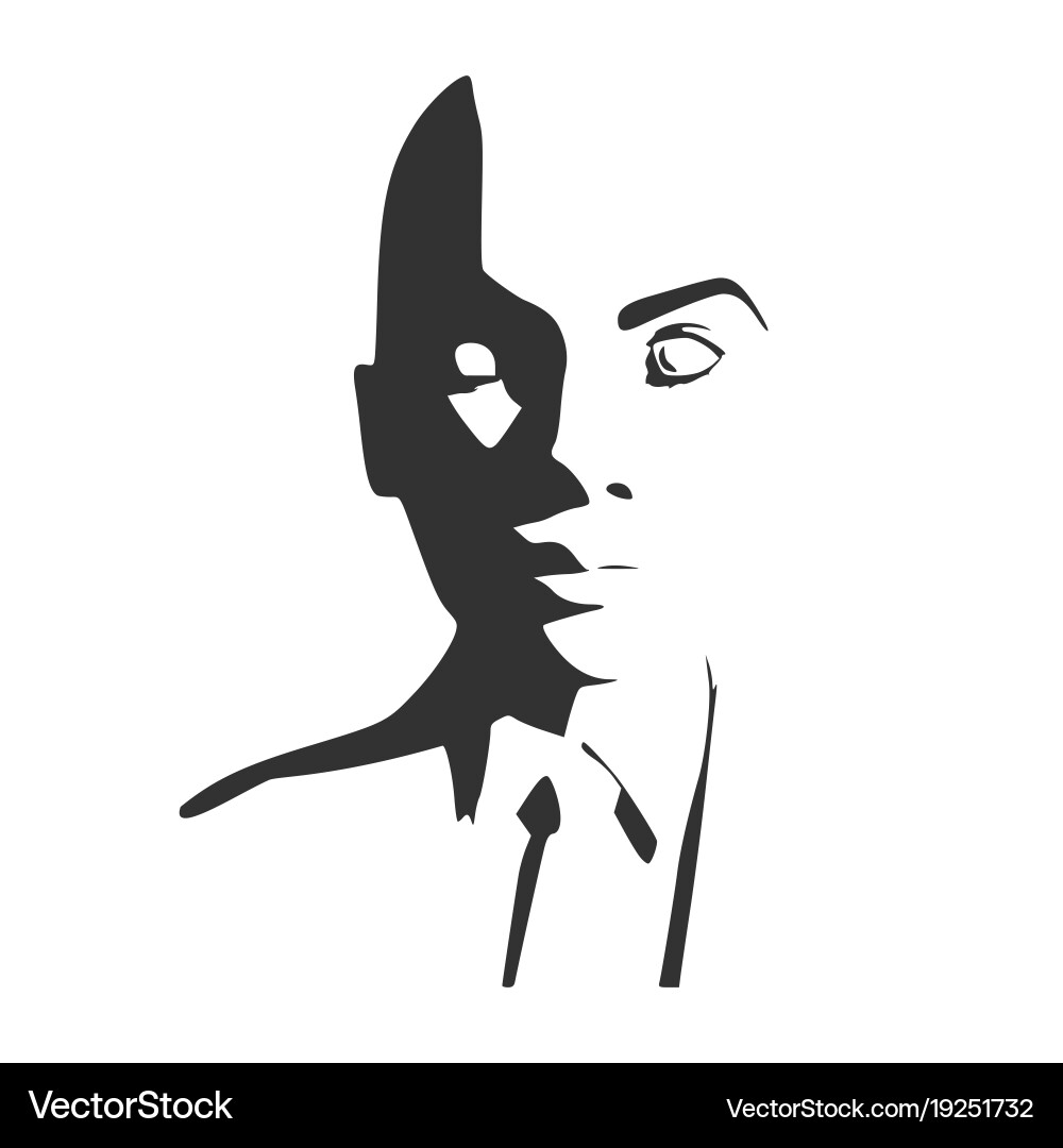 Silhouette of a female head face front view Vector Image