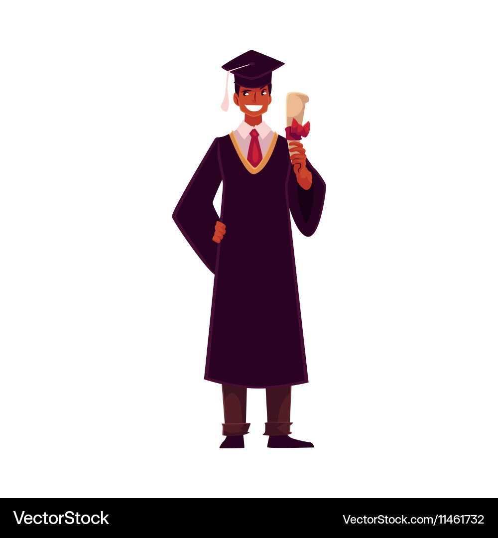 Student wearing traditional graduation gown Vector Image