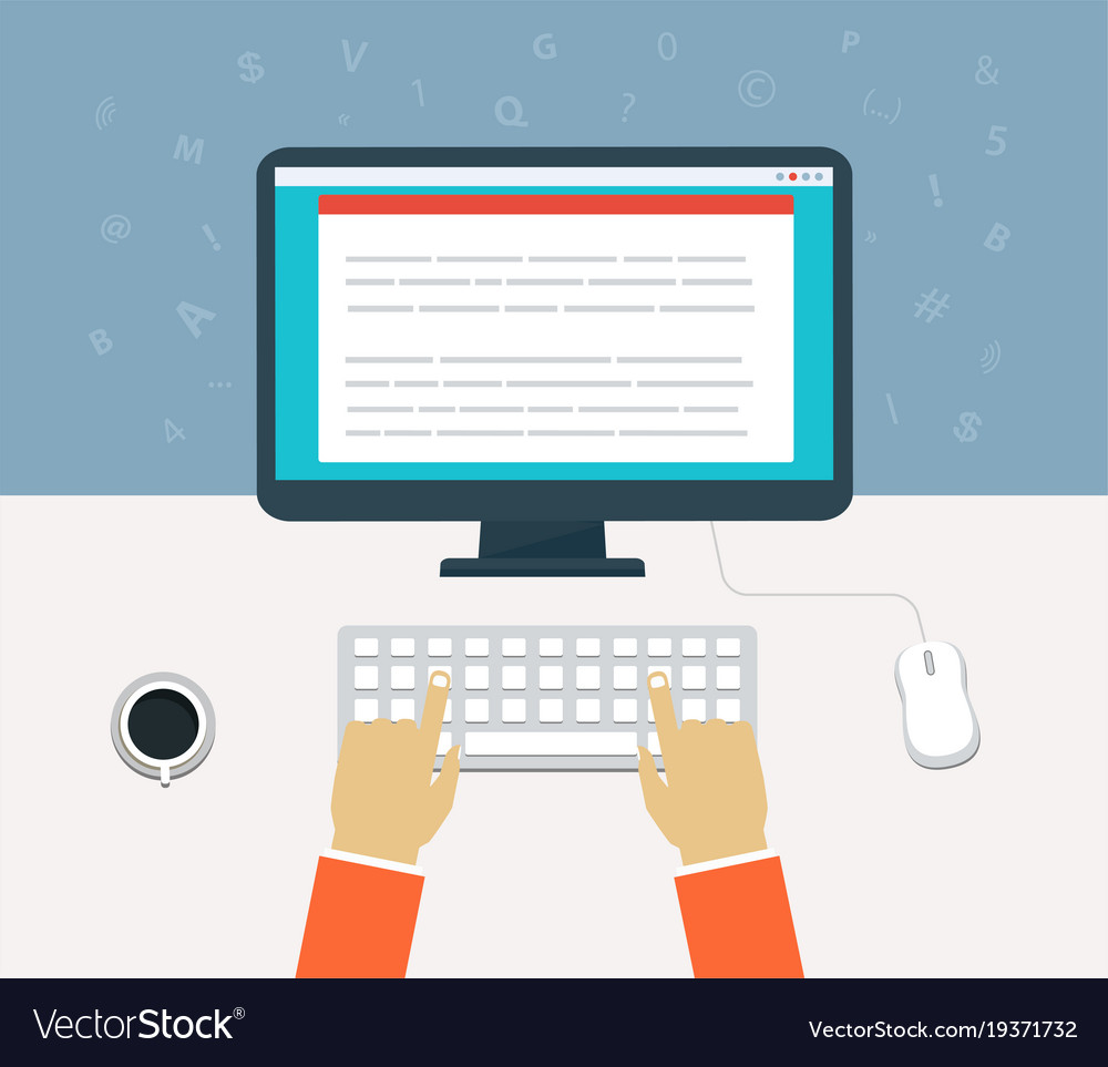 Workflow for computer enter content Royalty Free Vector
