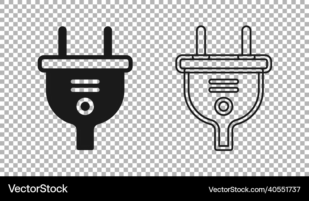 Black electric plug icon isolated on transparent Vector Image