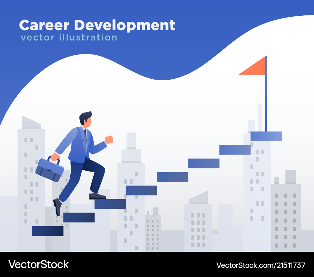 Businessman walking at stairs Royalty Free Vector Image