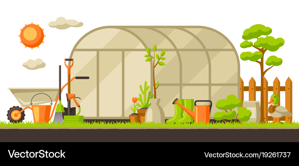 Garden landscape with plants and Royalty Free Vector Image