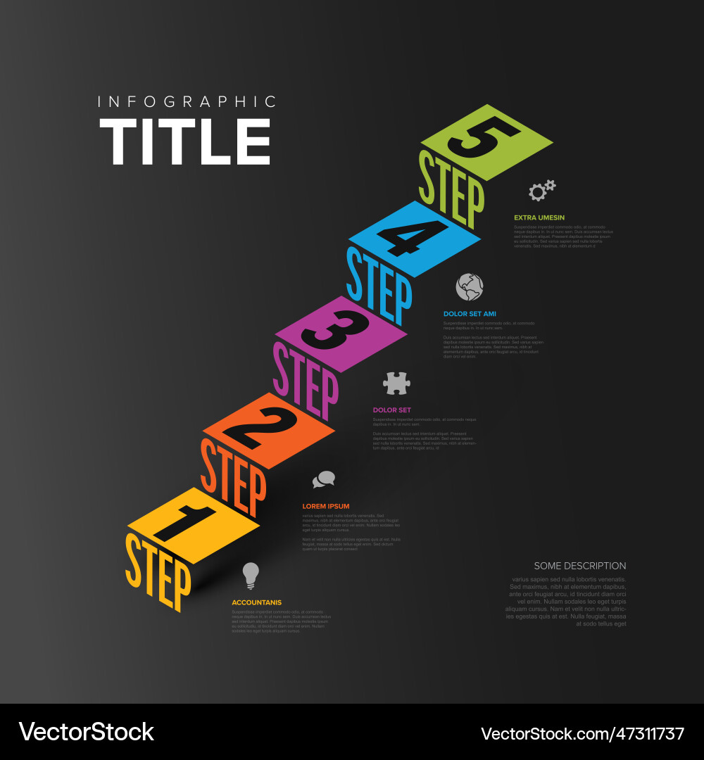 Infographic stairs steps dark diagram schema Vector Image