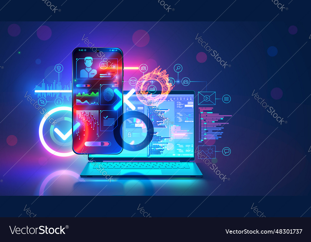 Mobile app software develop web design concept Vector Image