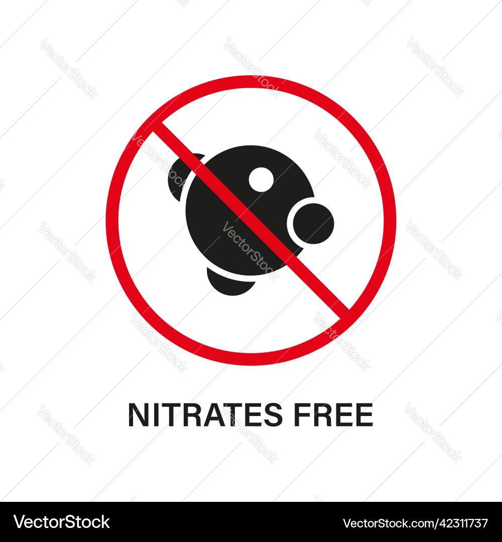 Nitrites in food ingredient stop sign nitrate Vector Image