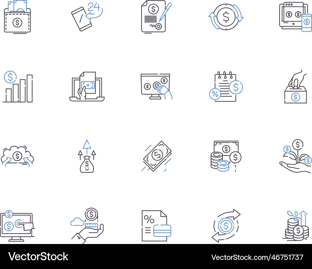 Payment outline icons collection fee remittance Vector Image