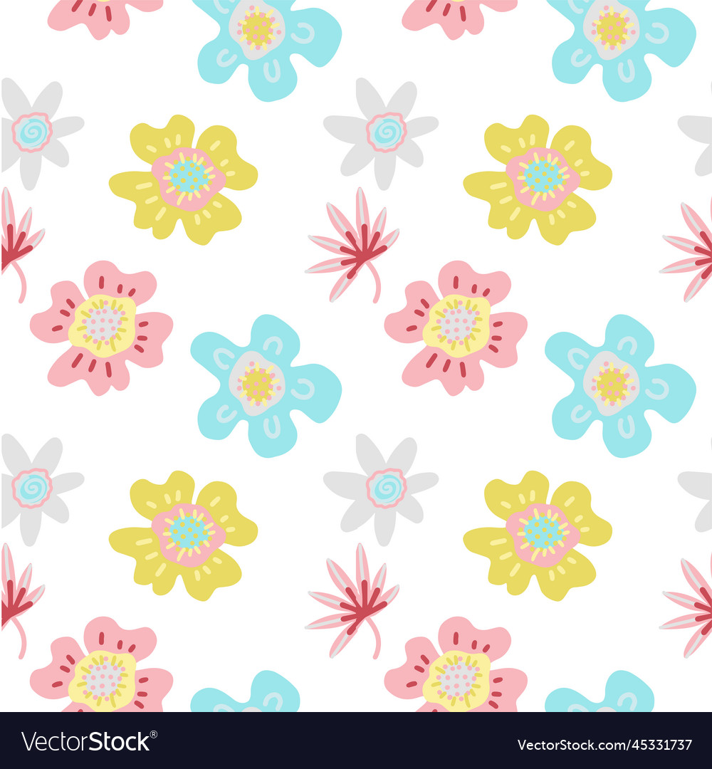 Seamless colorful floral pattern with wild Vector Image Seamless colorful floral pattern with wild Vector Image