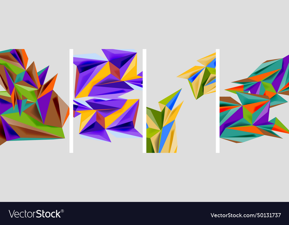 Set Of Mosaic Triangle Pattern Abstract Posters Vector Image