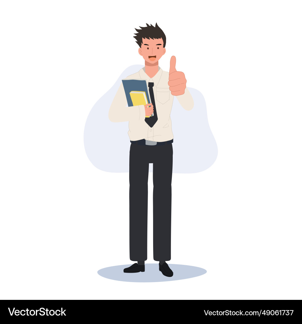 Thai university student in uniform is holding Vector Image