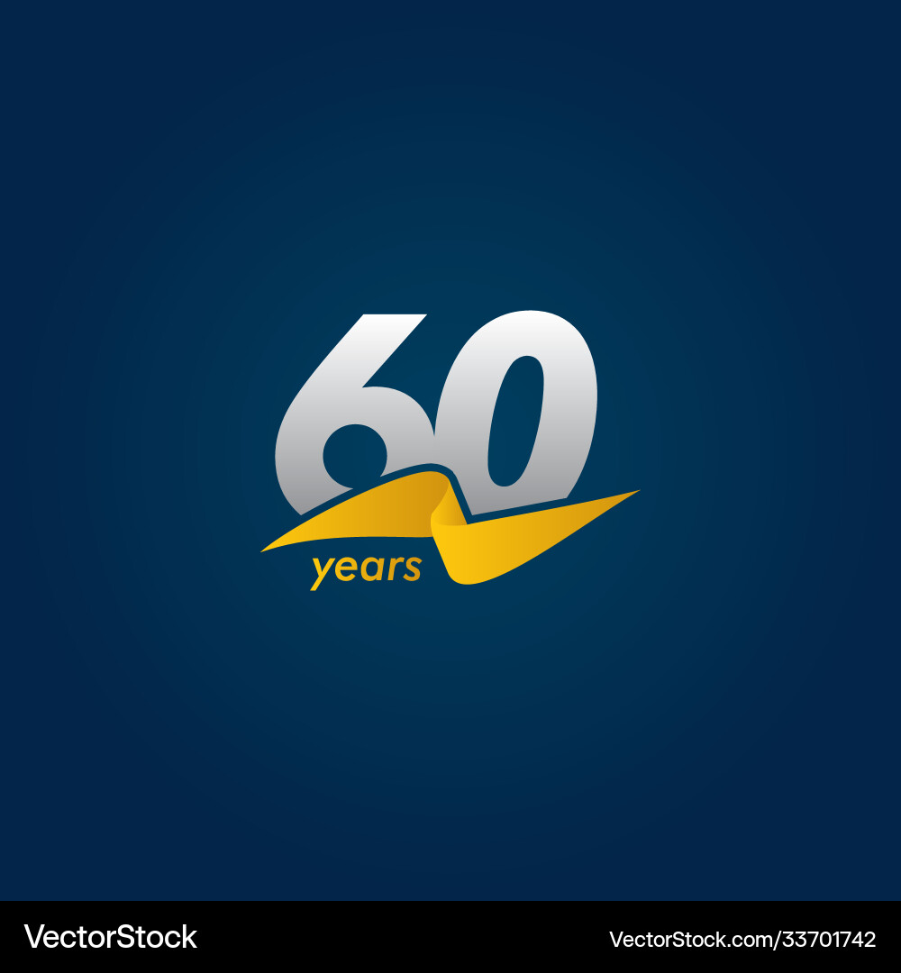 60 years anniversary celebration white blue Vector Image