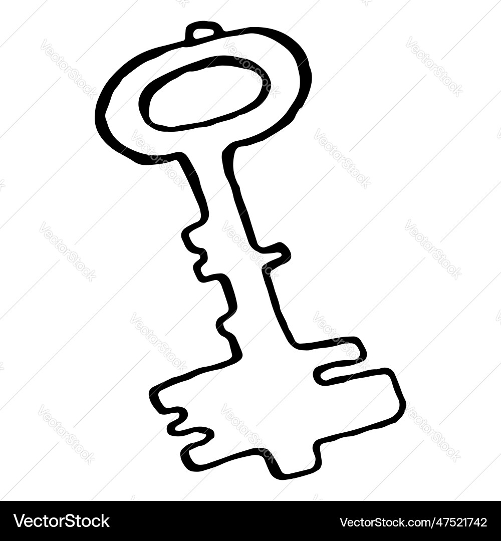 Abstract monochrome key doodle ink line art Vector Image
