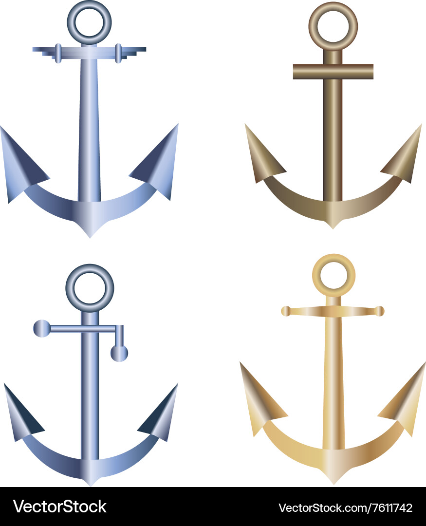 Anchors collection retro anchor logo mar Vector Image
