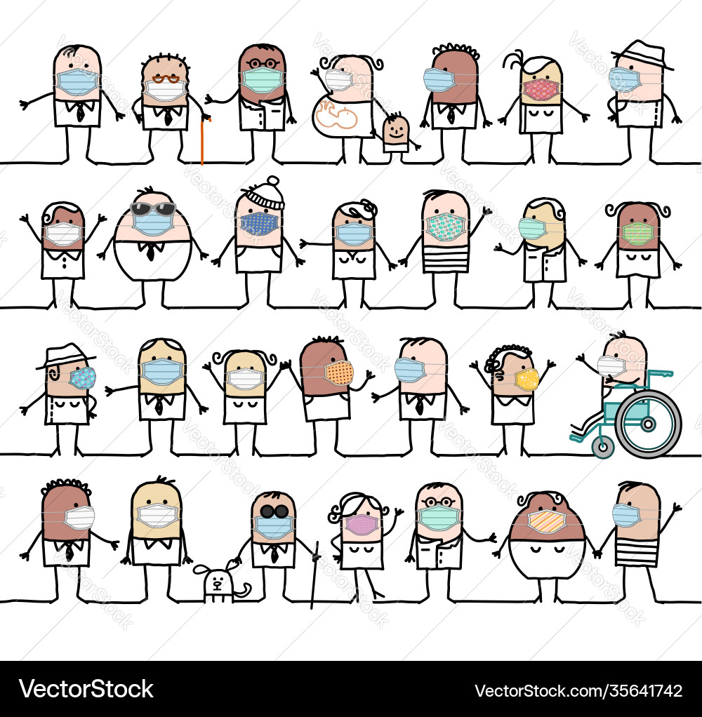 Cartoon group mixed diversity people wearing Vector Image