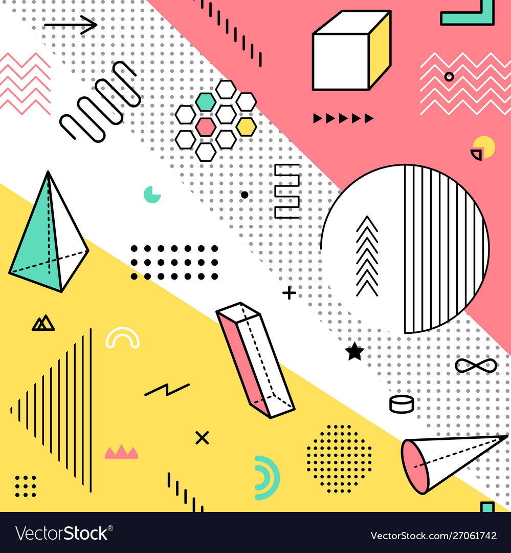 Color pattern with geometric graphic elements Vector Image