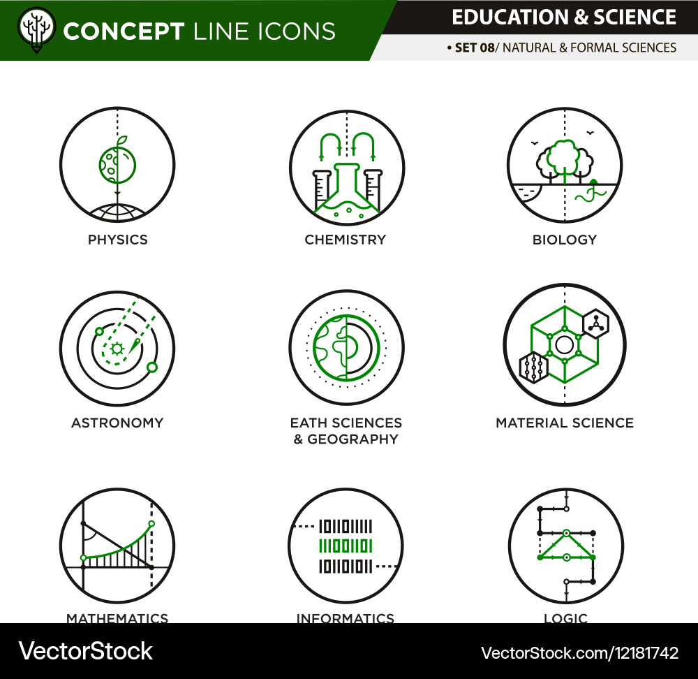 Concept line icons set 7 natural formal sciences Vector Image