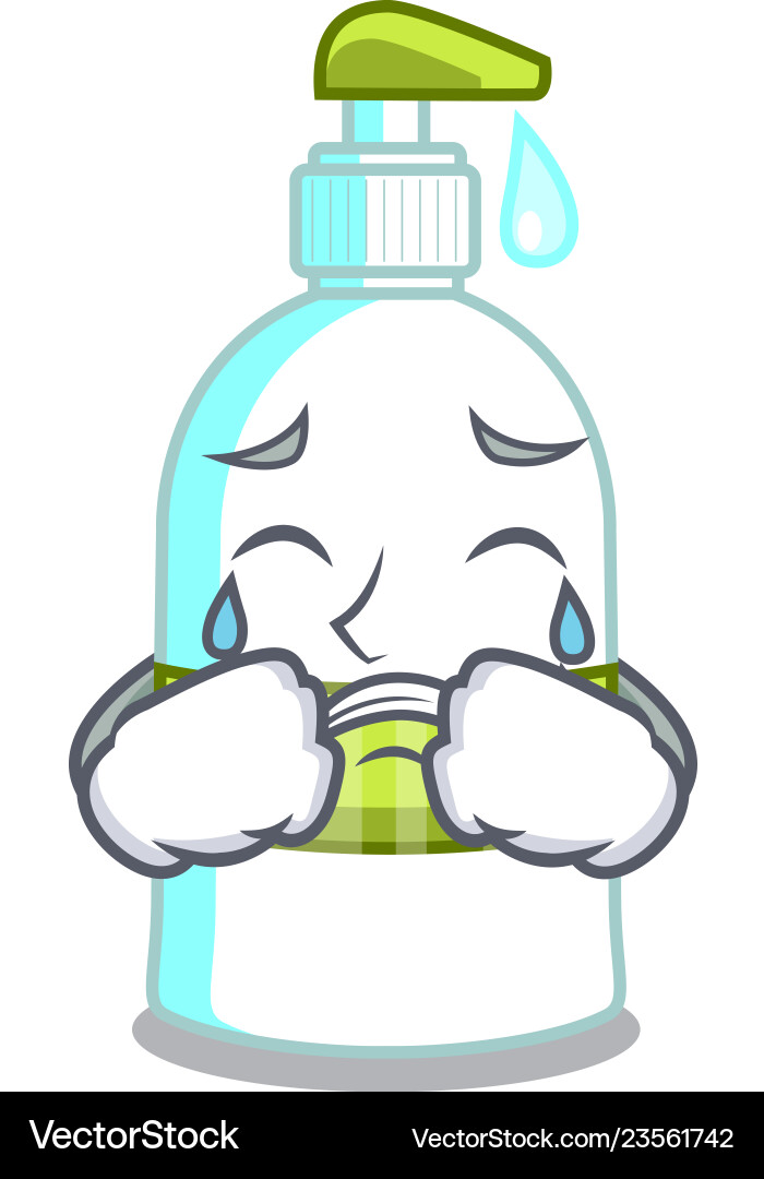 Crying liquid soap isolated with on mascot Vector Image