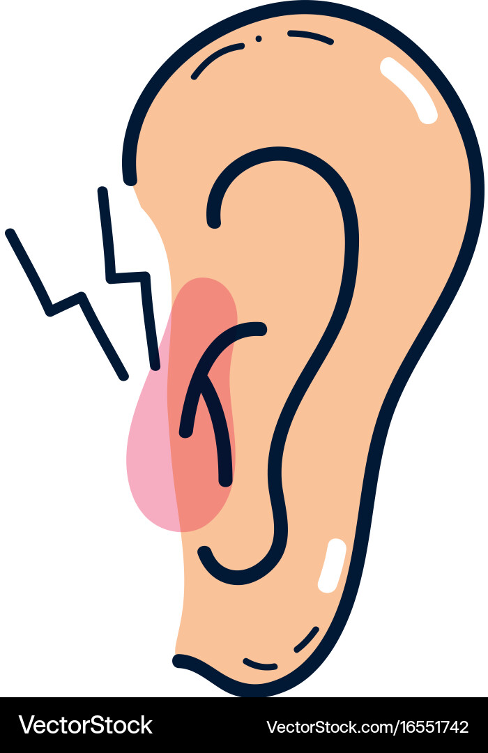 Ear with otitis sickness infection and Royalty Free Vector