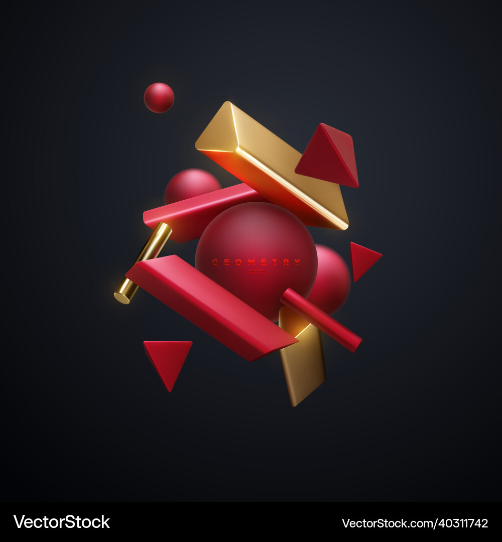 Red and gold geometric shapes abstract background Vector Image