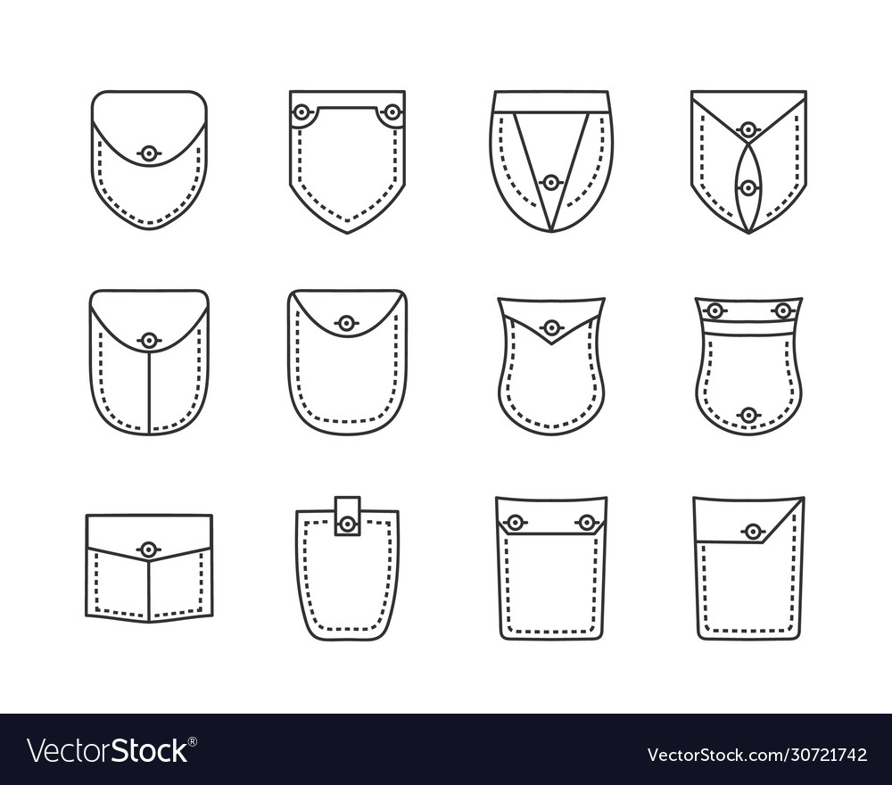 Set patch pockets Royalty Free Vector Image - VectorStock