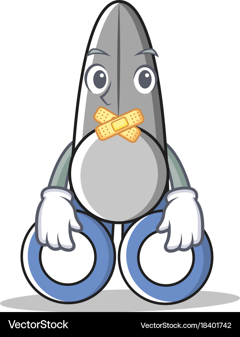 Silent scissor character cartoon style Royalty Free Vector