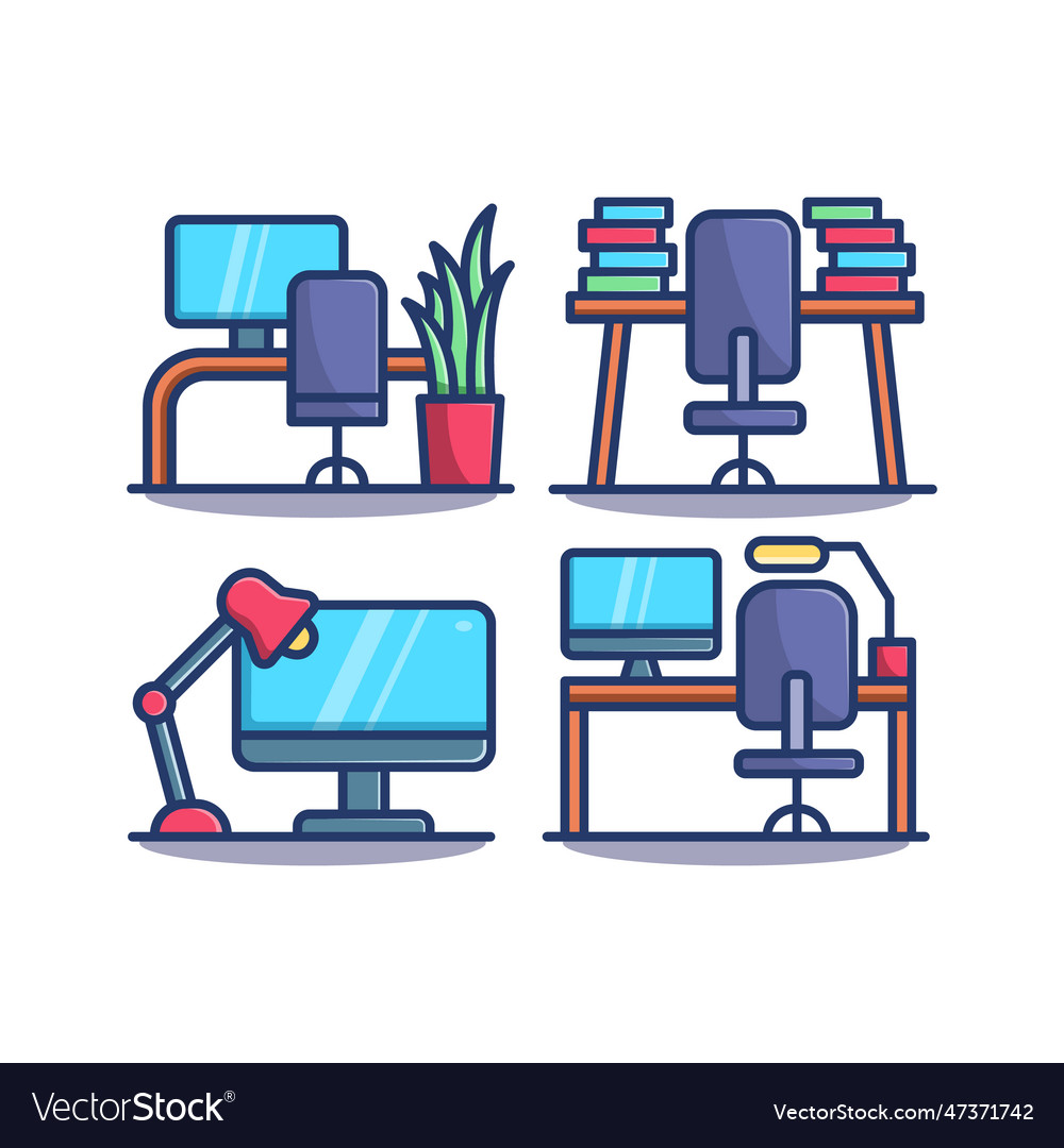 Workspace set isolated on white background Vector Image