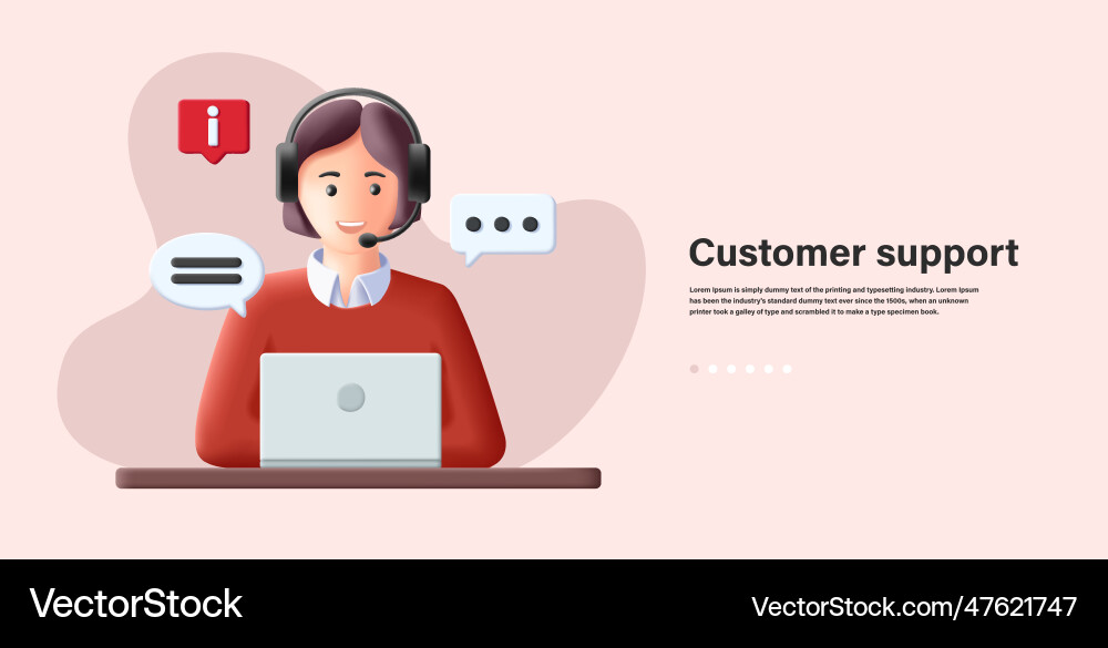 3d render banner of online support Royalty Free Vector Image