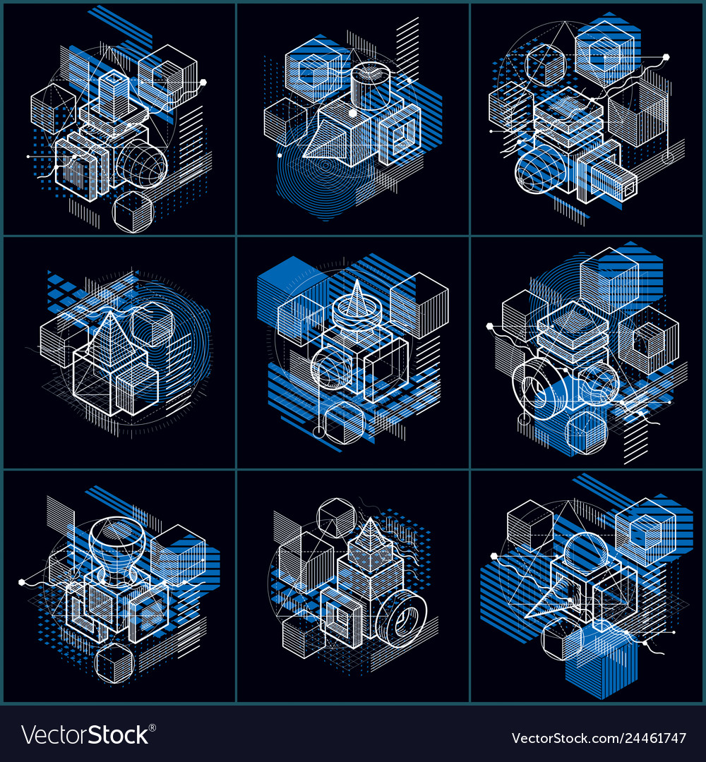 Abstract backgrounds with isometric elements Vector Image