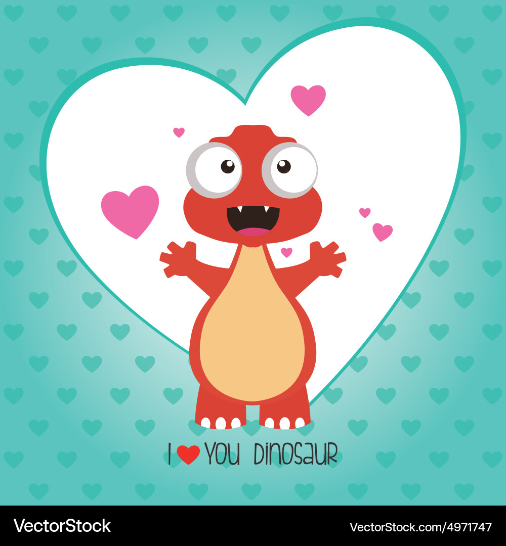 Abstract cute dinosaur on a special love Vector Image