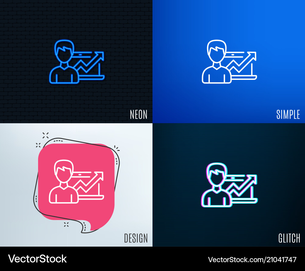 Business results line icon growth chart Royalty Free Vector