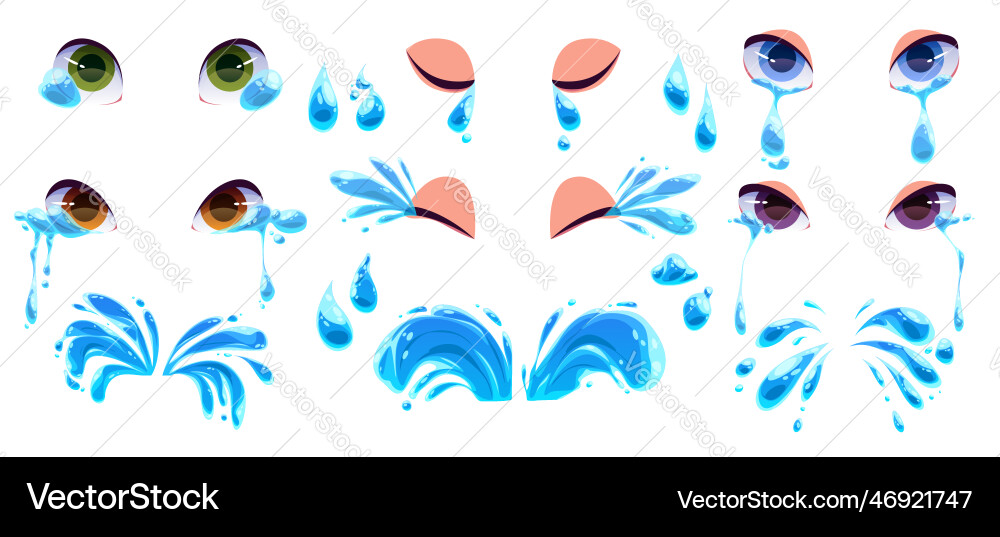 Cartoon comic tear splash with eye icon Royalty Free Vector